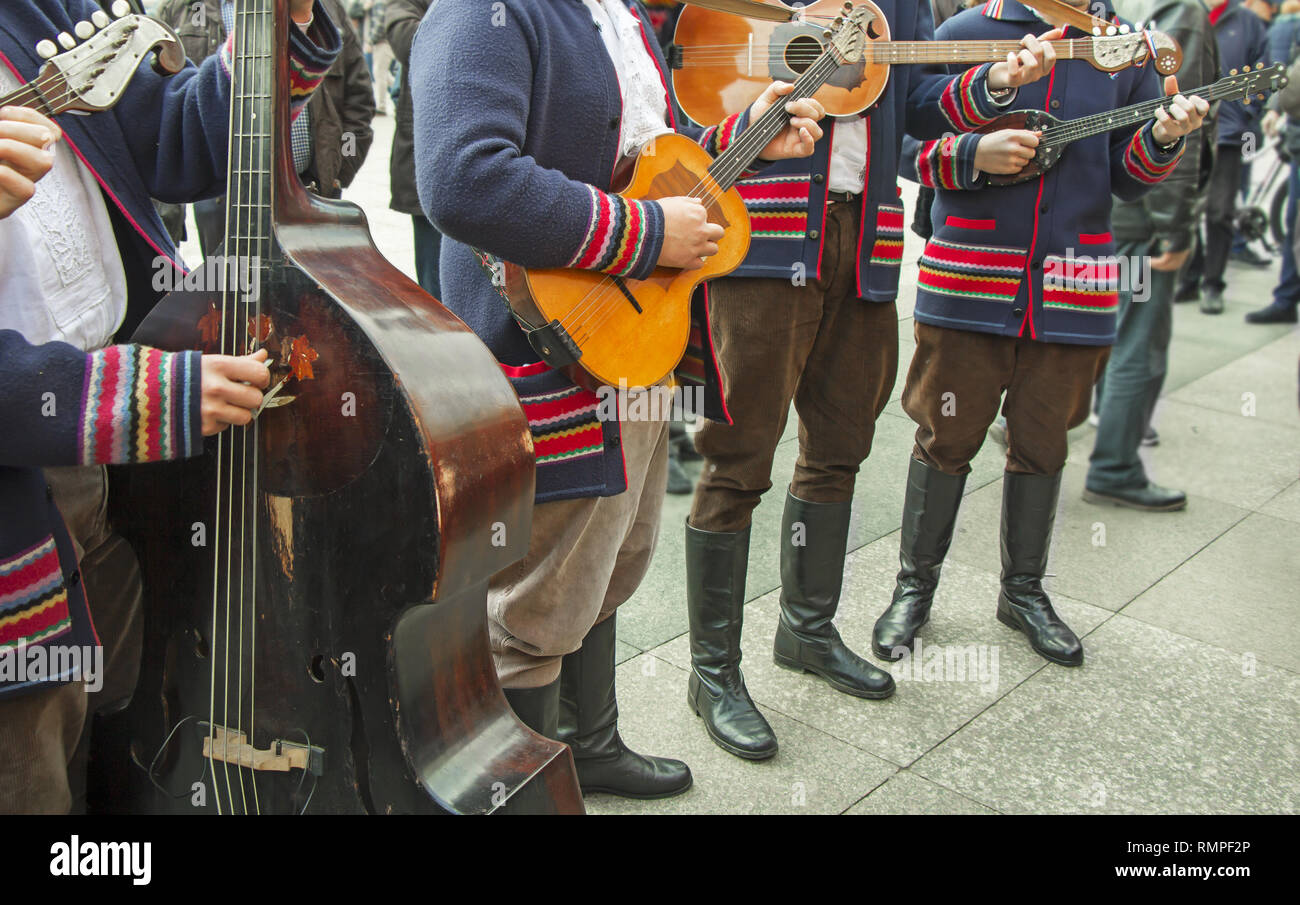 Croatian musicians in traditional Slavonian costumes Stock Photo - Alamy