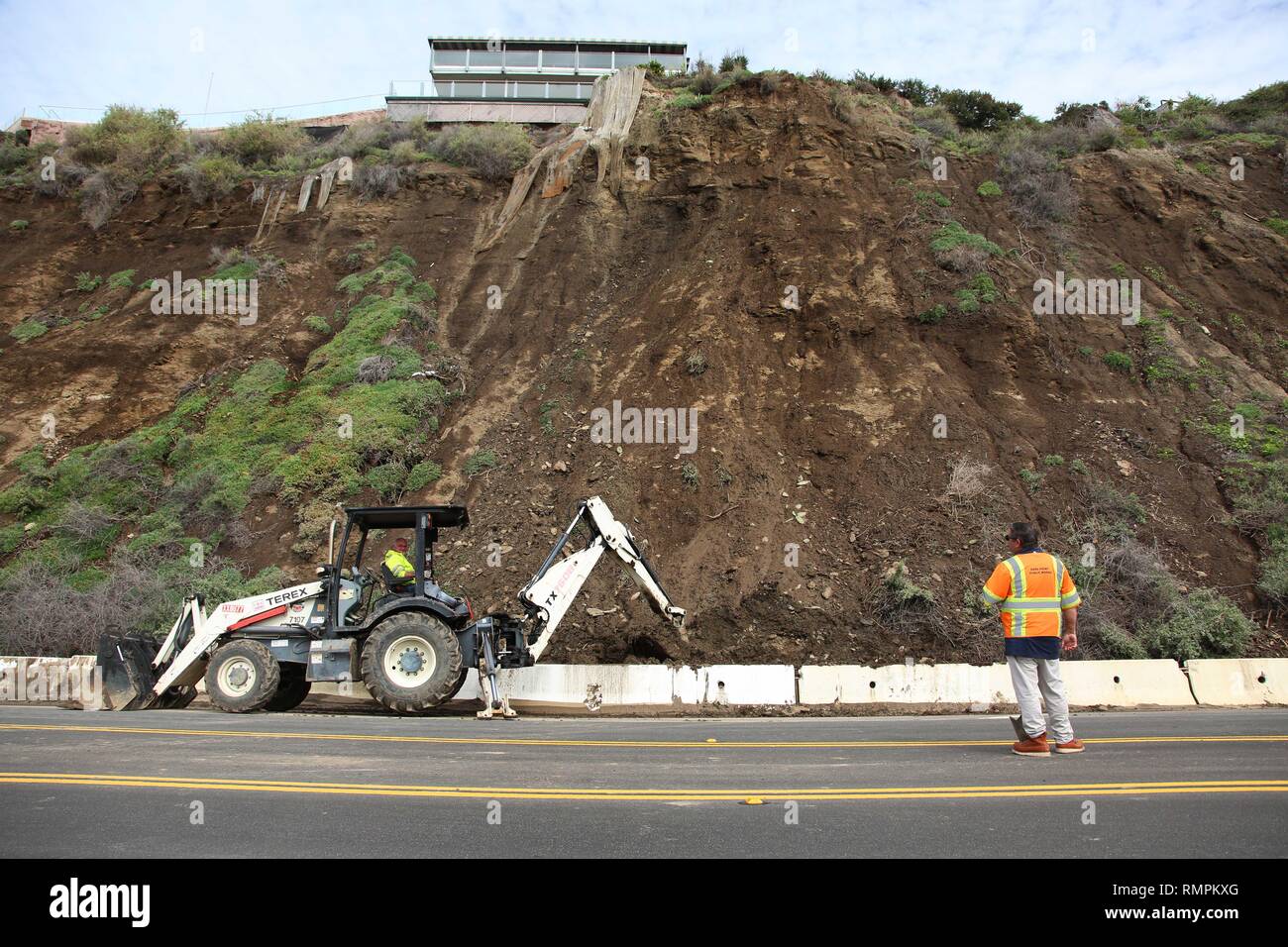 San Clemente, California, USA. 15th Feb, 2019. A landslides due heavy ...