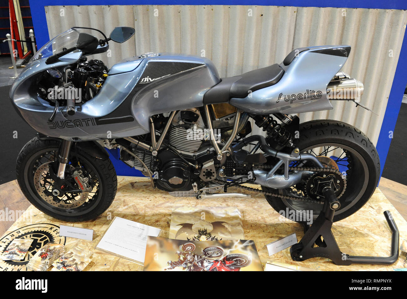 London, UK. 15th Feb, 2019. A Ducati Superlite Redmax customised ...