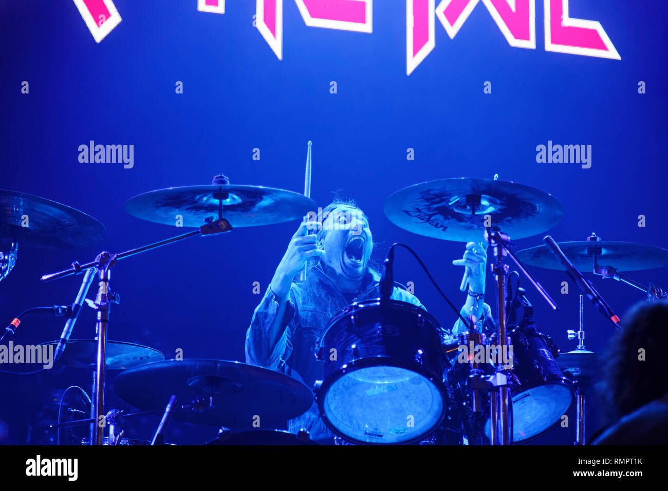 Paris, France. 15th Feb, 2019. Manard (drums) - Ultra Vomit performs on ...