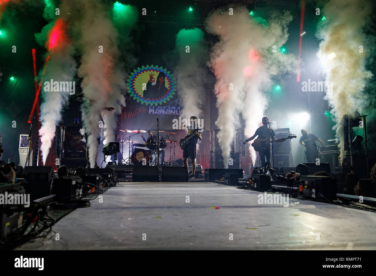 Paris, France. 15th Feb, 2019. Ultra Vomit performs on stage during the ...