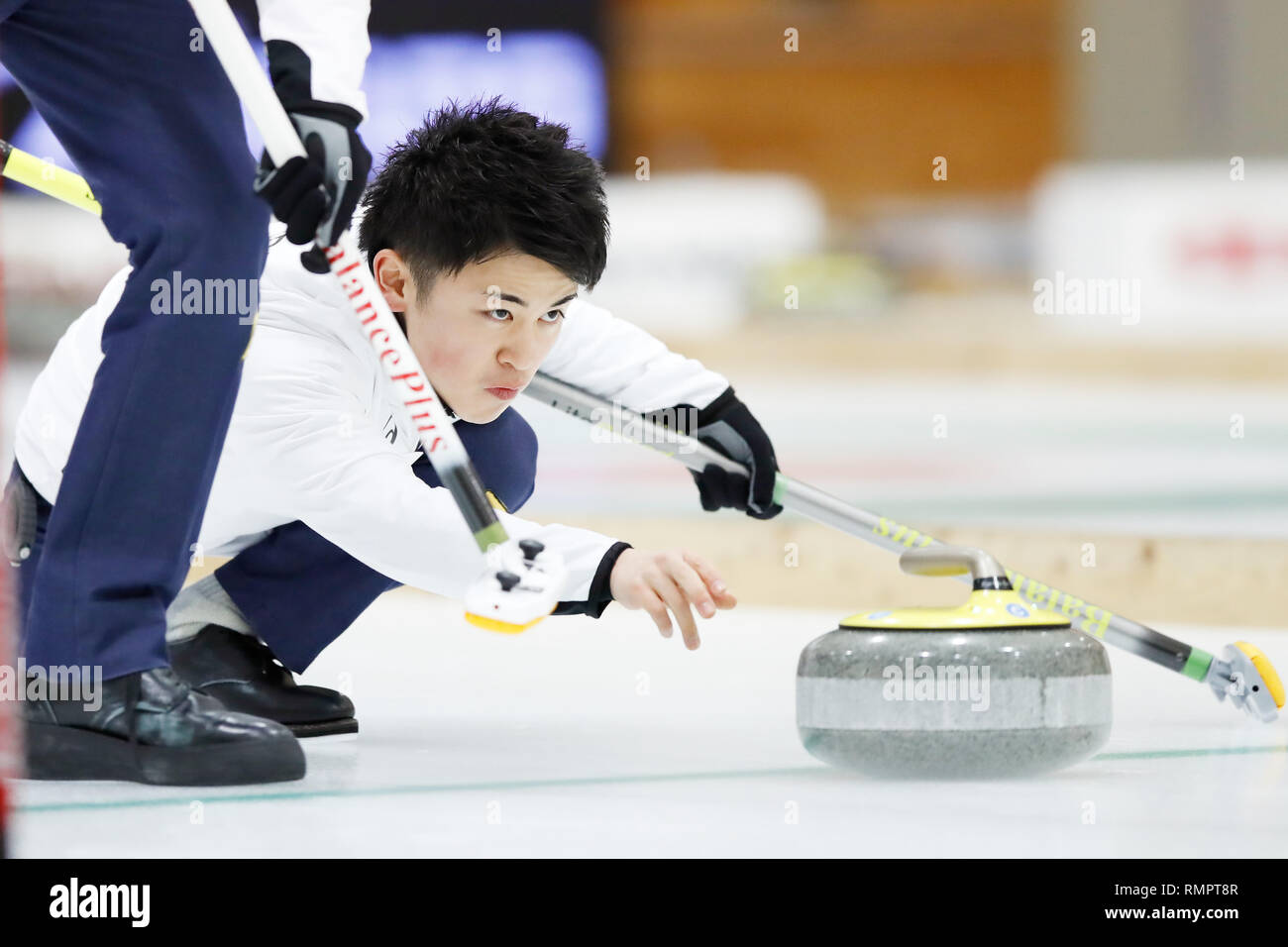 Hokkaido, Japan. 16th Feb, 2019. Hayato Matsumura (CA) Curling : Japan ...