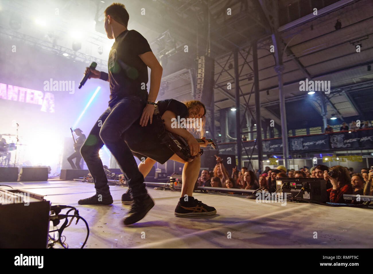 Paris, France. 15th Feb, 2019. Ultra Vomit performs on stage during the ...