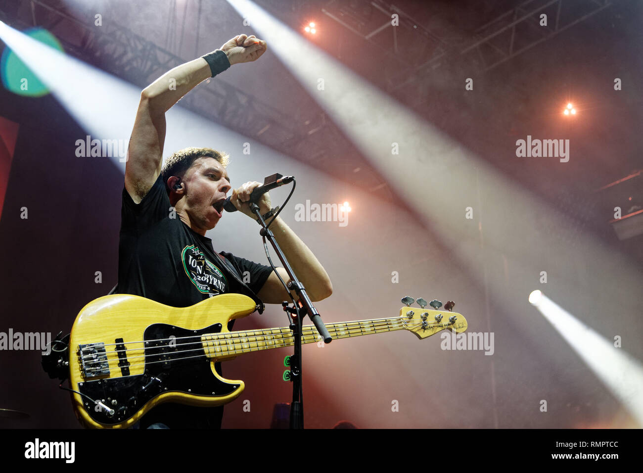 Paris, France. 15th Feb, 2019. Matthieu Bausson (bass) - Ultra Vomit ...