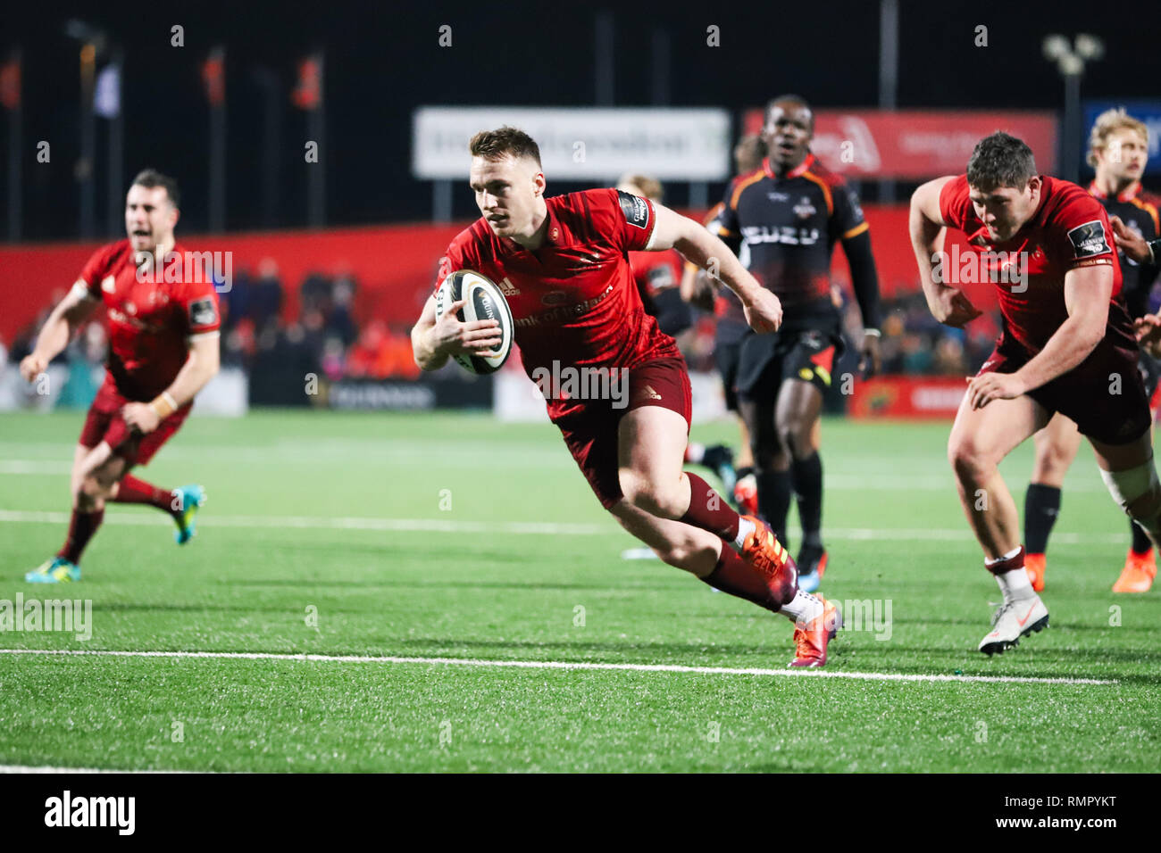 Cork, Ireland. 15 February, 2019. Rory Scannell at the Munster Rugby ...