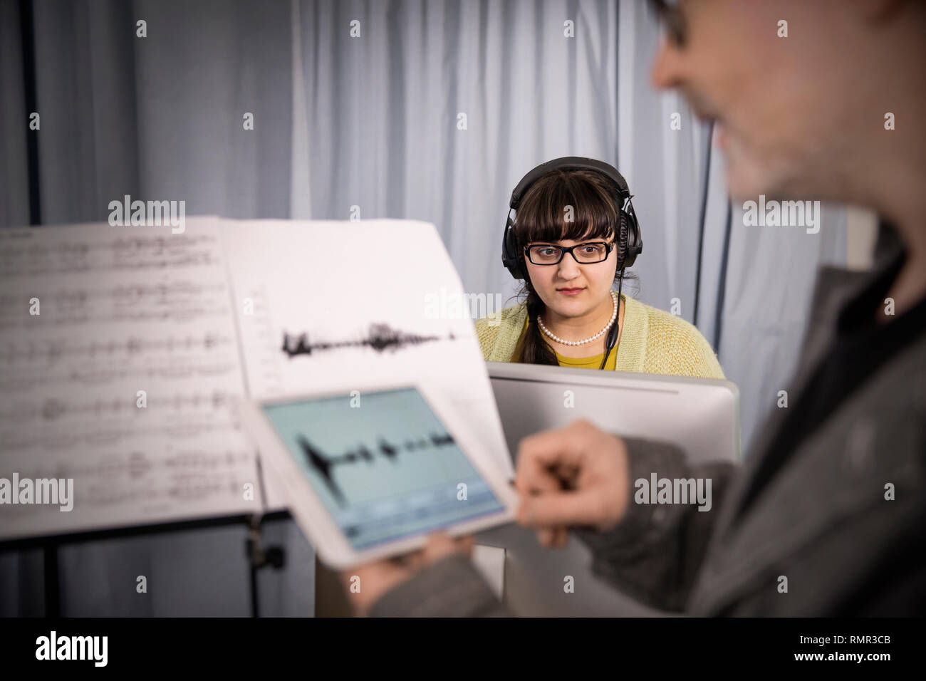Audio engineers at work Stock Photo - Alamy