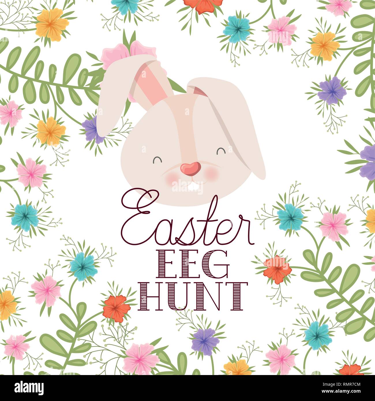 easter egg hunt label with rabbit head isolated icon Stock Vector Image ...