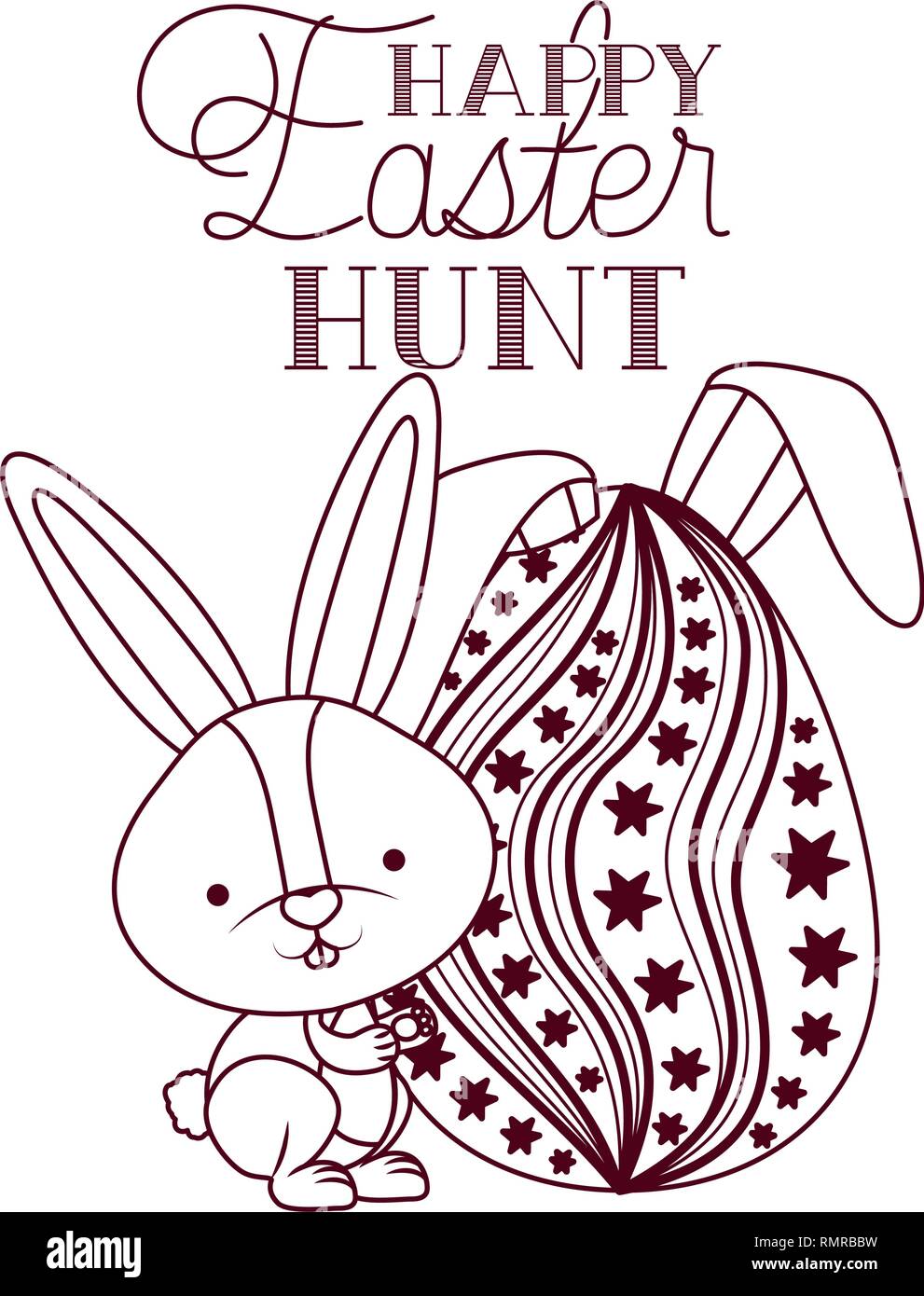 happy easter hunt label with rabbit icon Stock Vector Image & Art - Alamy
