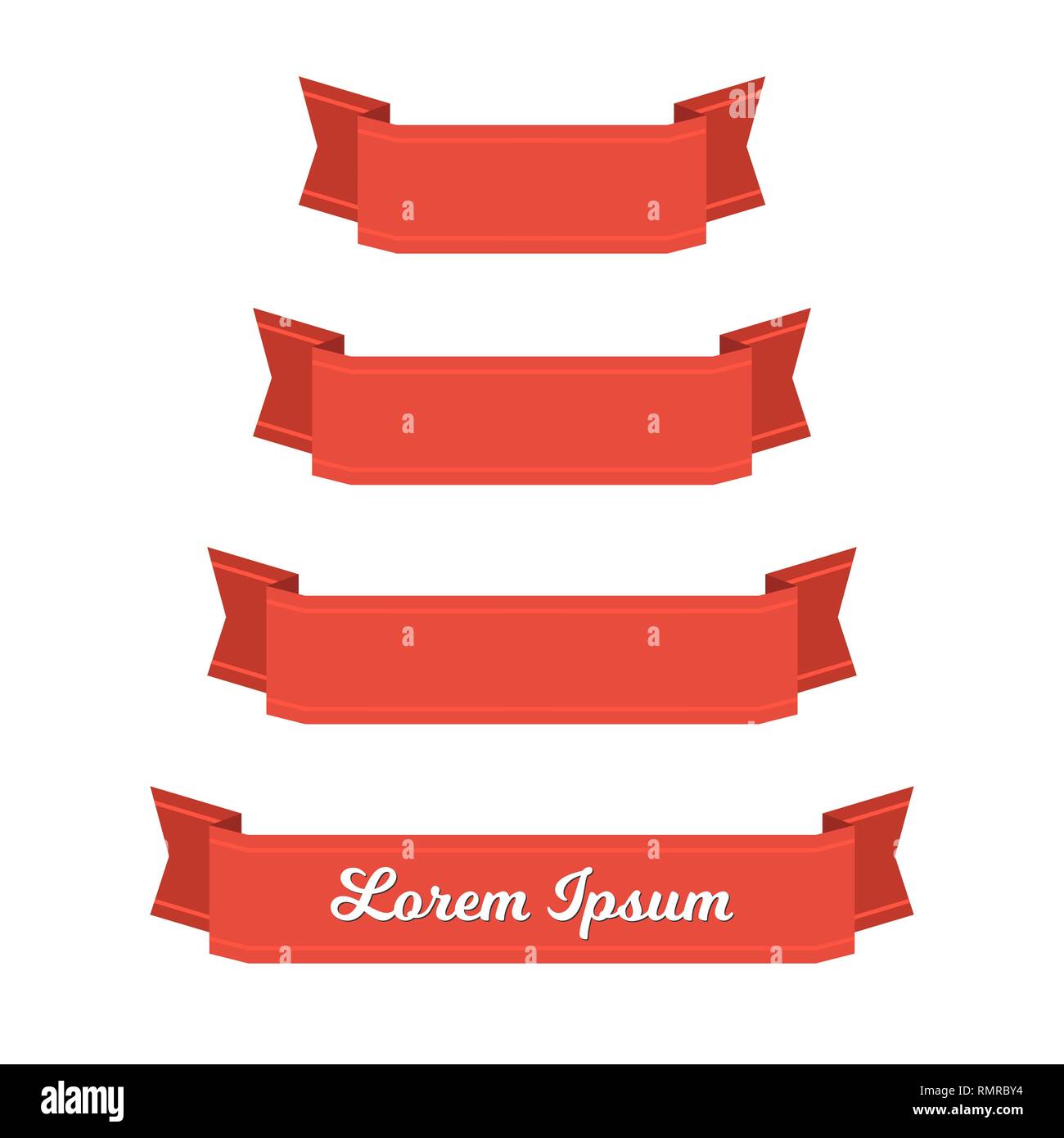 Red web ribbon banners set. Design vector illustration Stock Vector ...