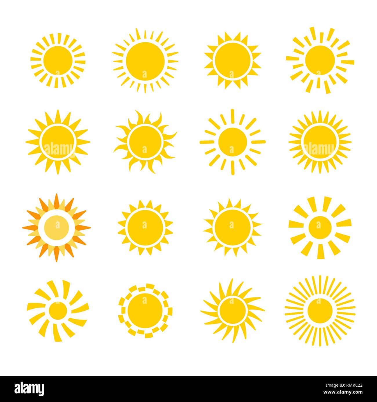 sun flat vector icon set on white background Stock Vector Image & Art ...