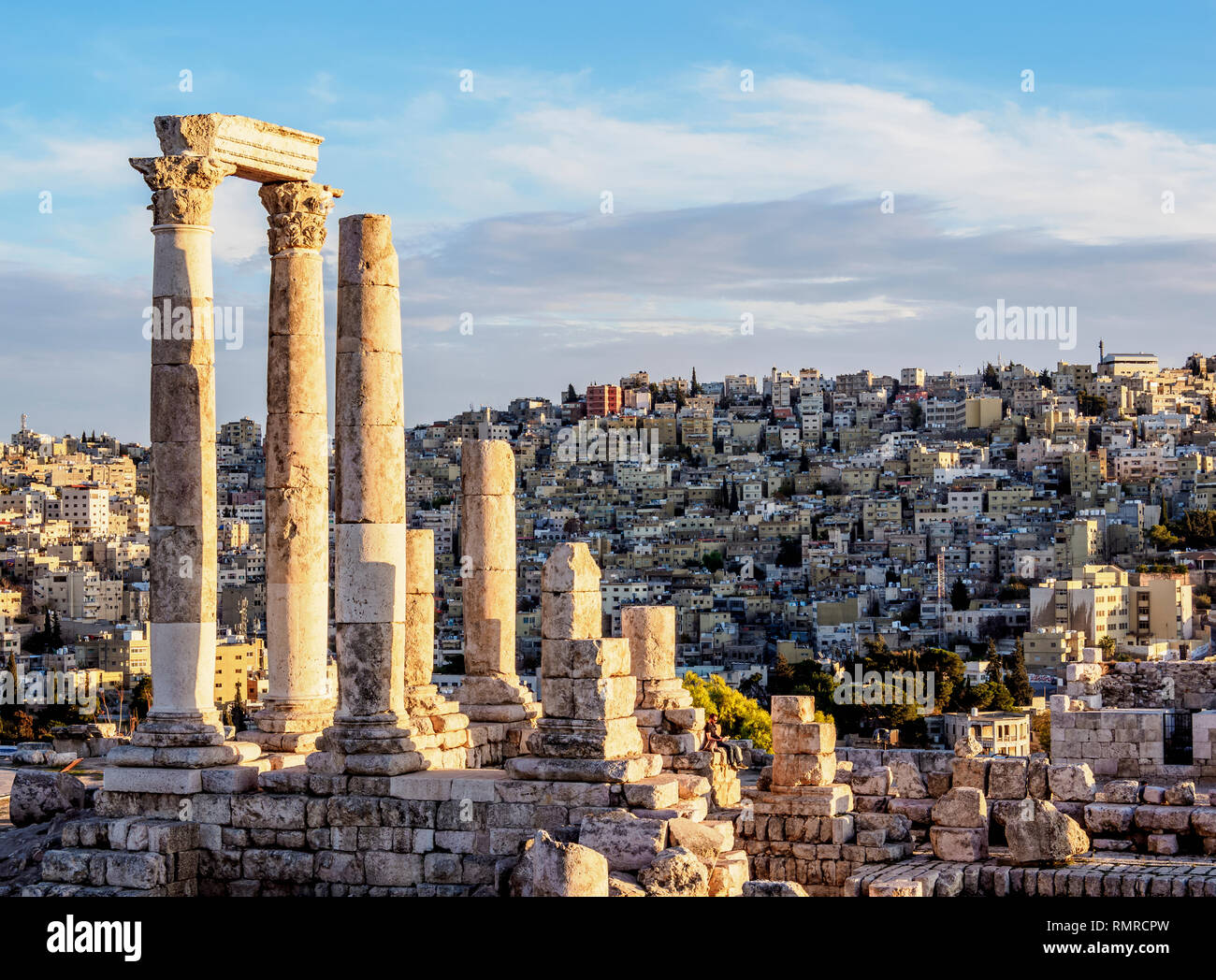 Temple of Hercules Ruins at sunset, Amman Citadel, Amman Governorate ...