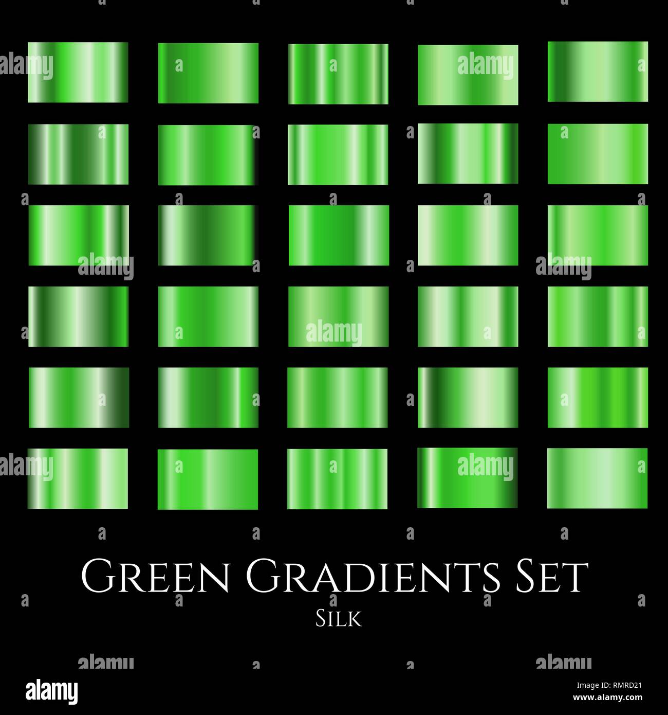 Vector set of green silk gradients. Collection of design gradation ...
