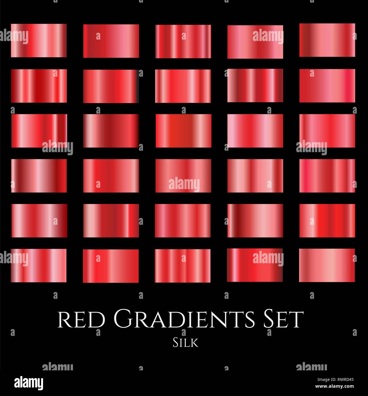 Vector set of red silk gradients. Collection of design gradation ...