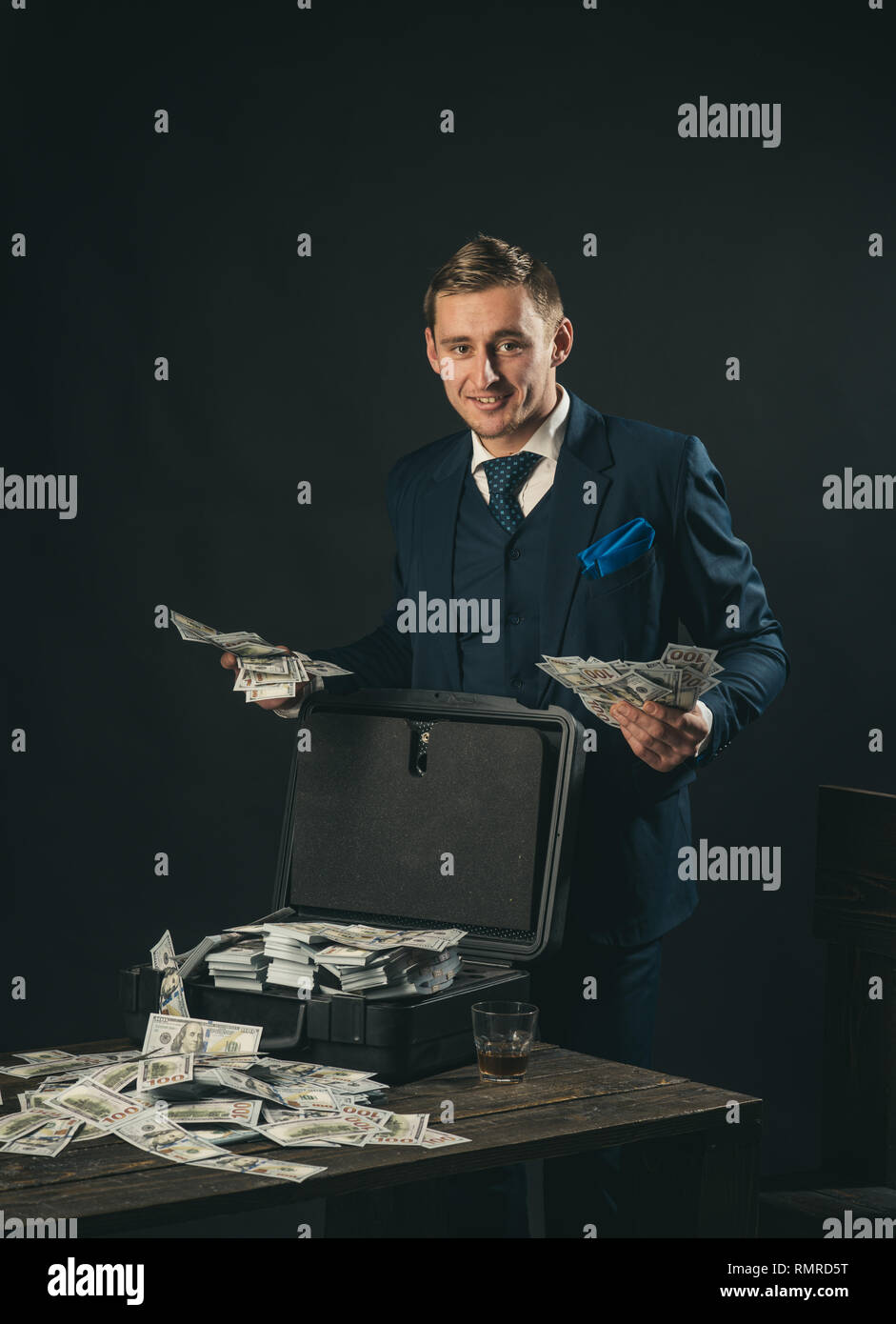 Man in suit. Mafia. Making money. Money transaction. Businessman work ...