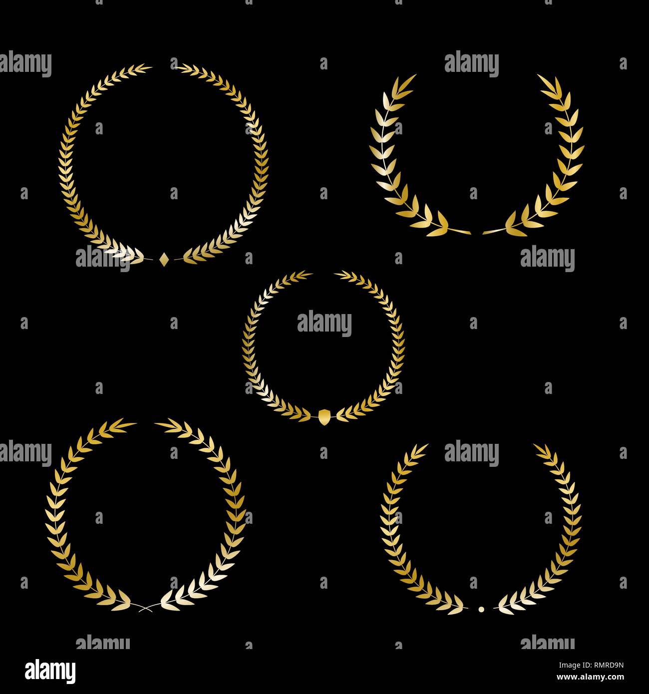 Best award Vector gold award laurel wreath set. Winner label, leaf ...
