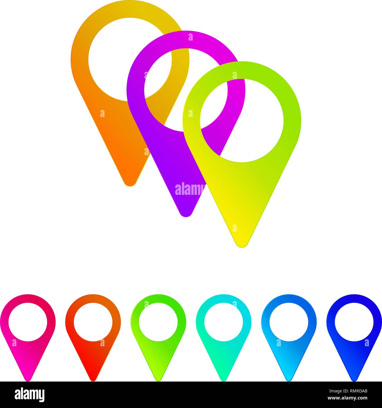 Colorful gradient map pointers Set isolated white background Stock ... Colorful gradient map pointers Set isolated white background Stock ...