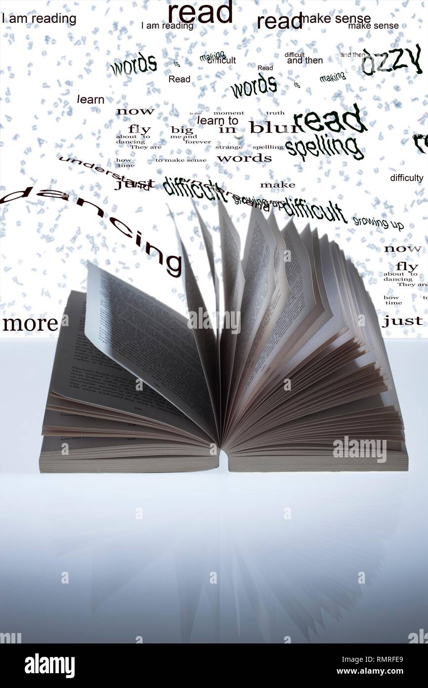 Open book and dyslexia, conceptual image. Dyslexia is a learning ...
