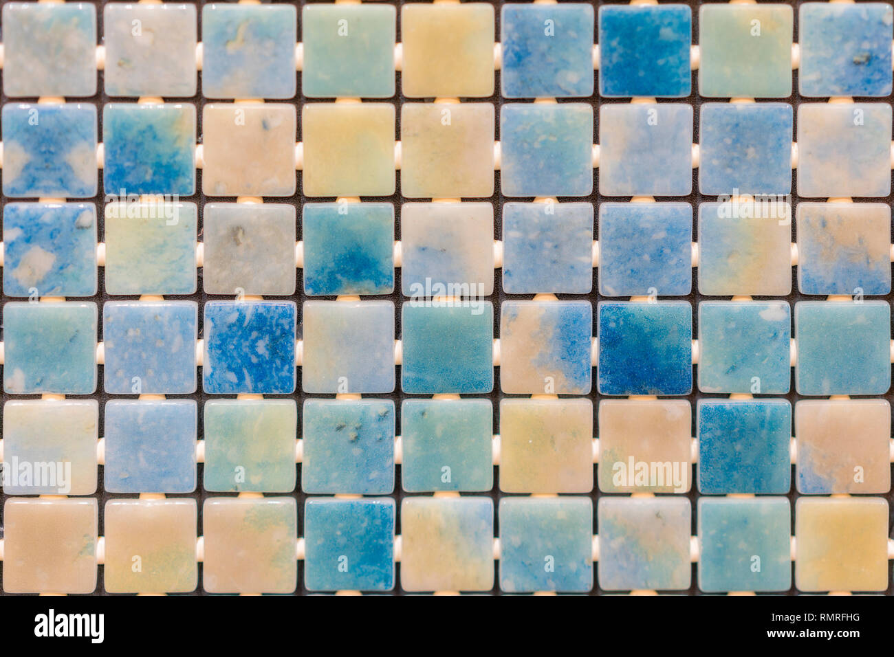 Blue mosaic square tiles texture background Stock Photo - Alamy