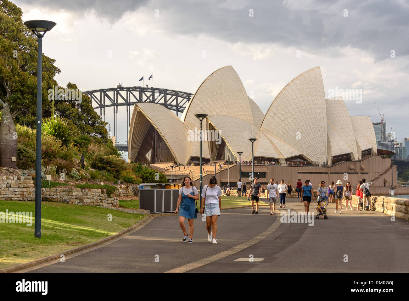 The Sydney Opera House with the Harbour Bridge in the background Stock ...