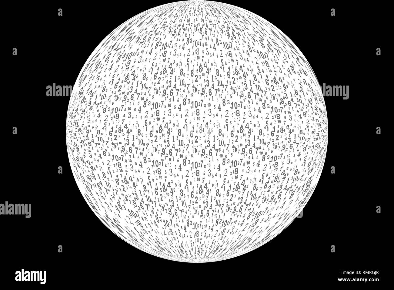 Hundreds of different numbers contained in a circular geometric shape ...