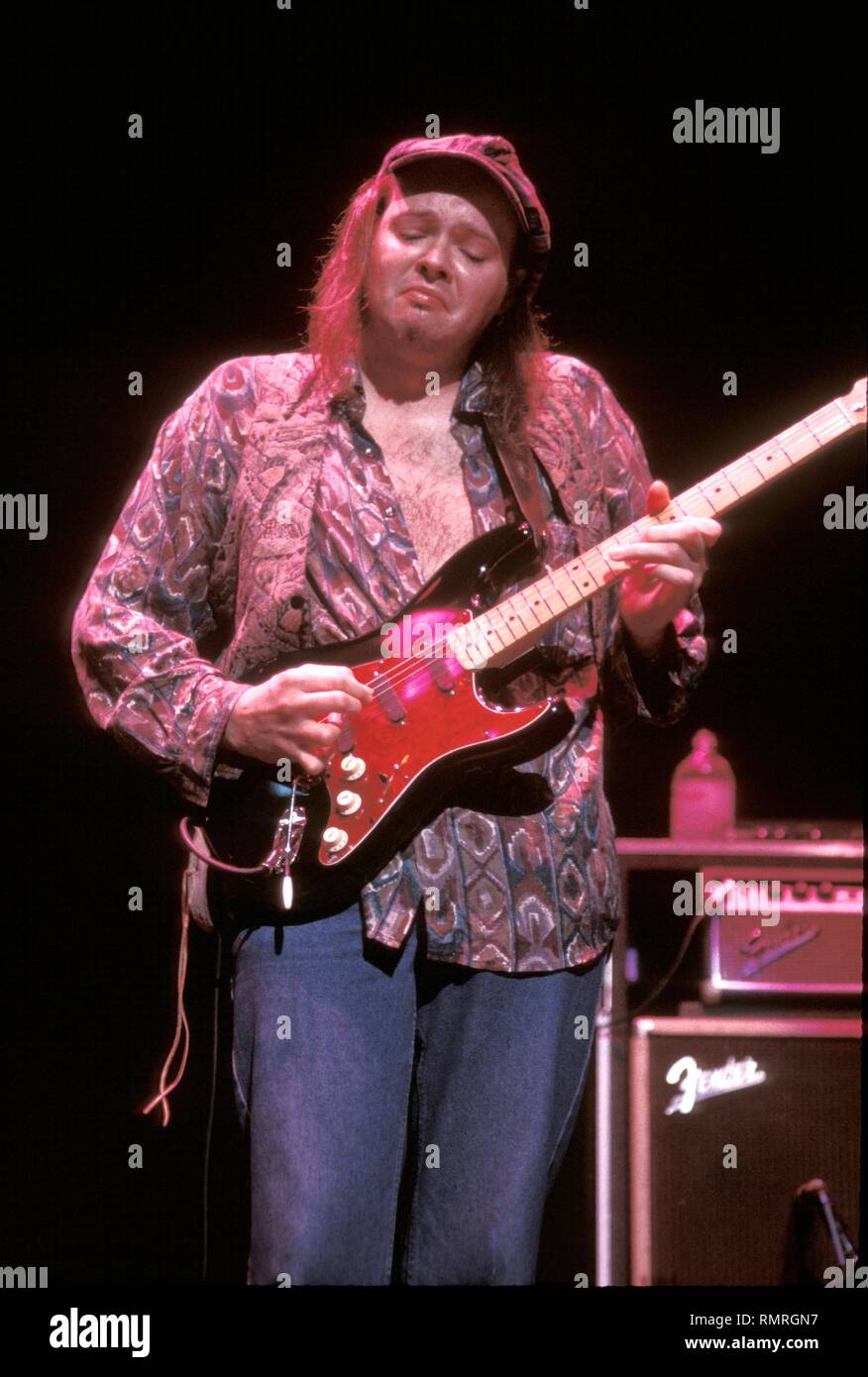 The guitarist of the rock band the Screamin' Cheetah Wheelies is shown ...