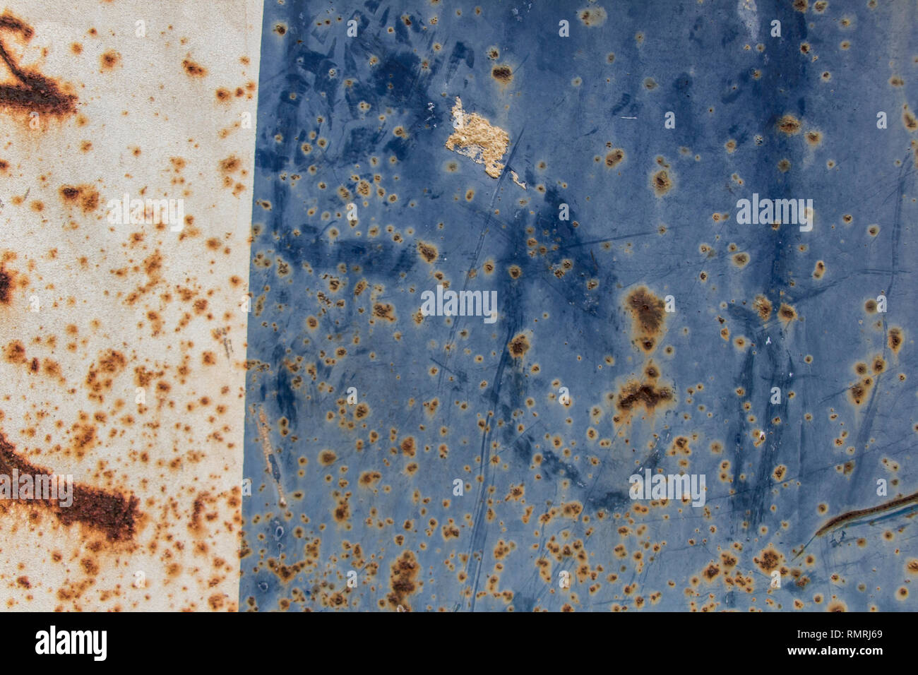 blue and white texture background of rusty metal, rusty blue metal ...