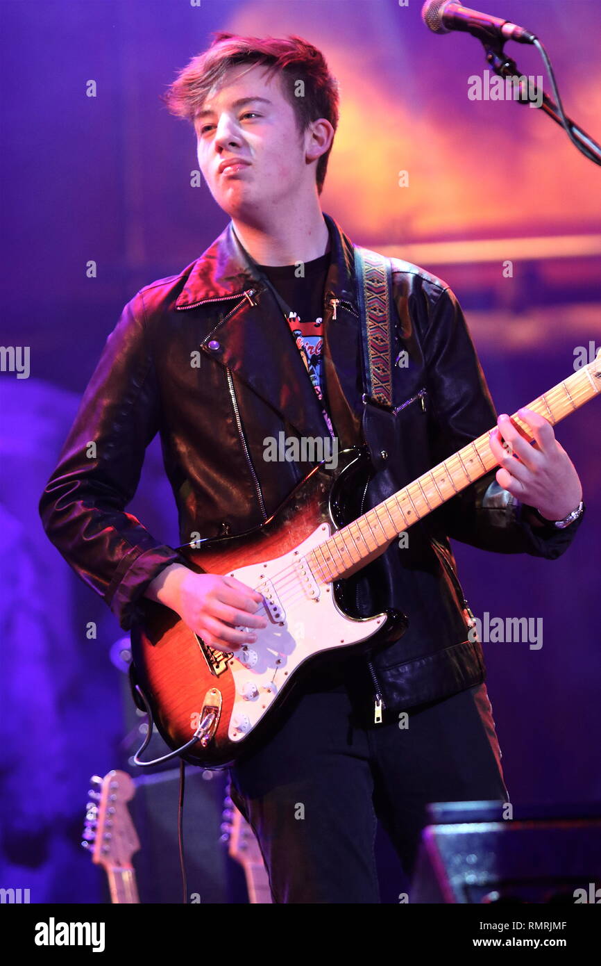Guitarist and singer Quinn Sullivan is shown performing on stage during ...