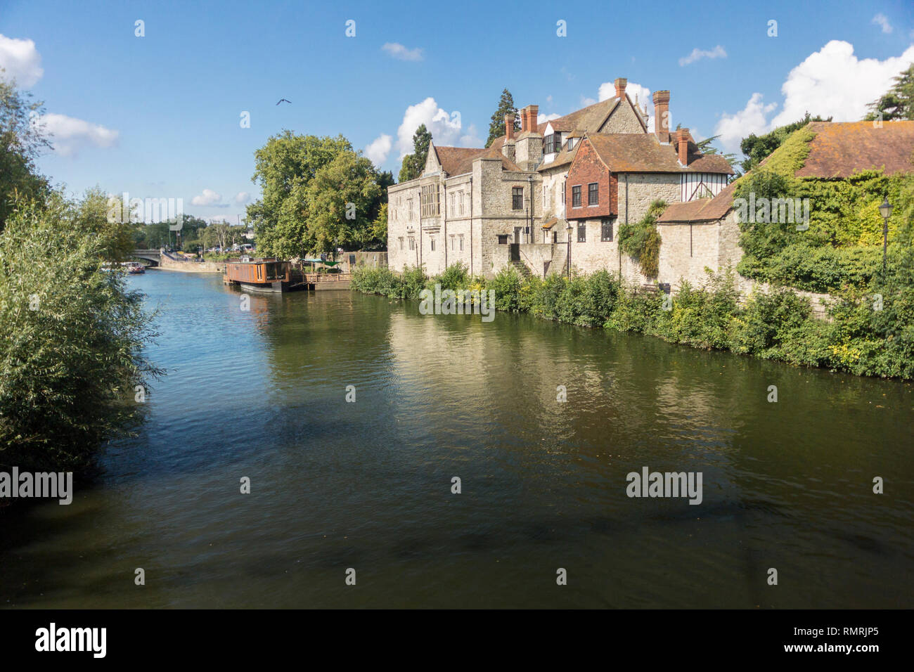 Rear view of the Archbishop's Palace and the River Medway, Maidstone ...