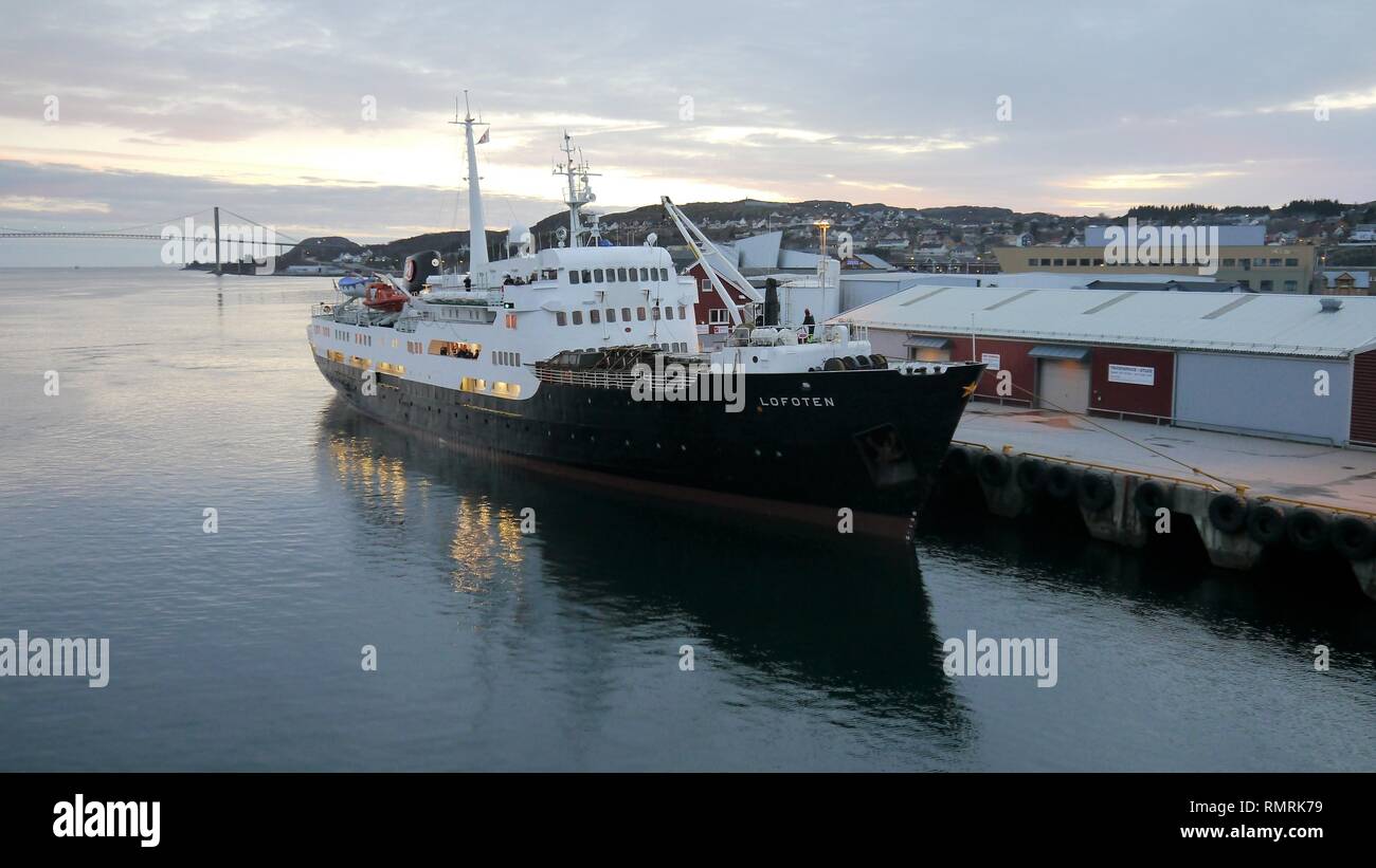 Historic Hertigruten ship Lofoten, Norway Stock Photo - Alamy