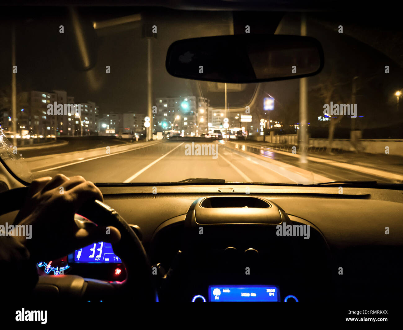 Freeway Car At Night View