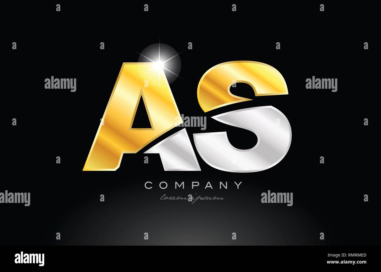 combination letter as a s alphabet logo icon design with gold silver ...