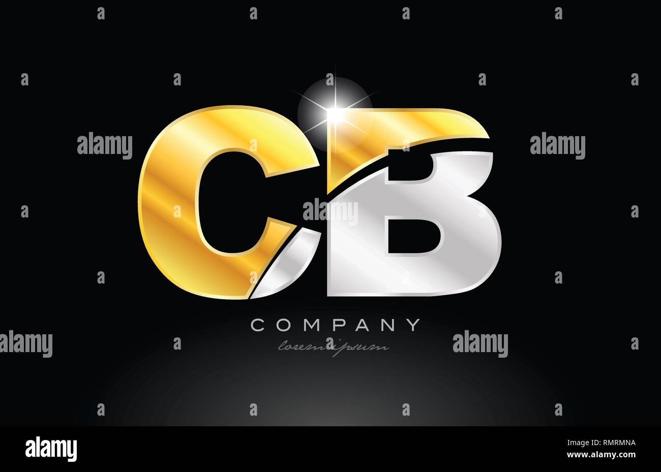 combination letter cb c b alphabet logo icon design with gold silver ...
