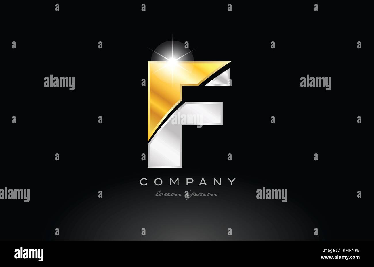 Letter f black and gold metal Stock Vector Images - Alamy