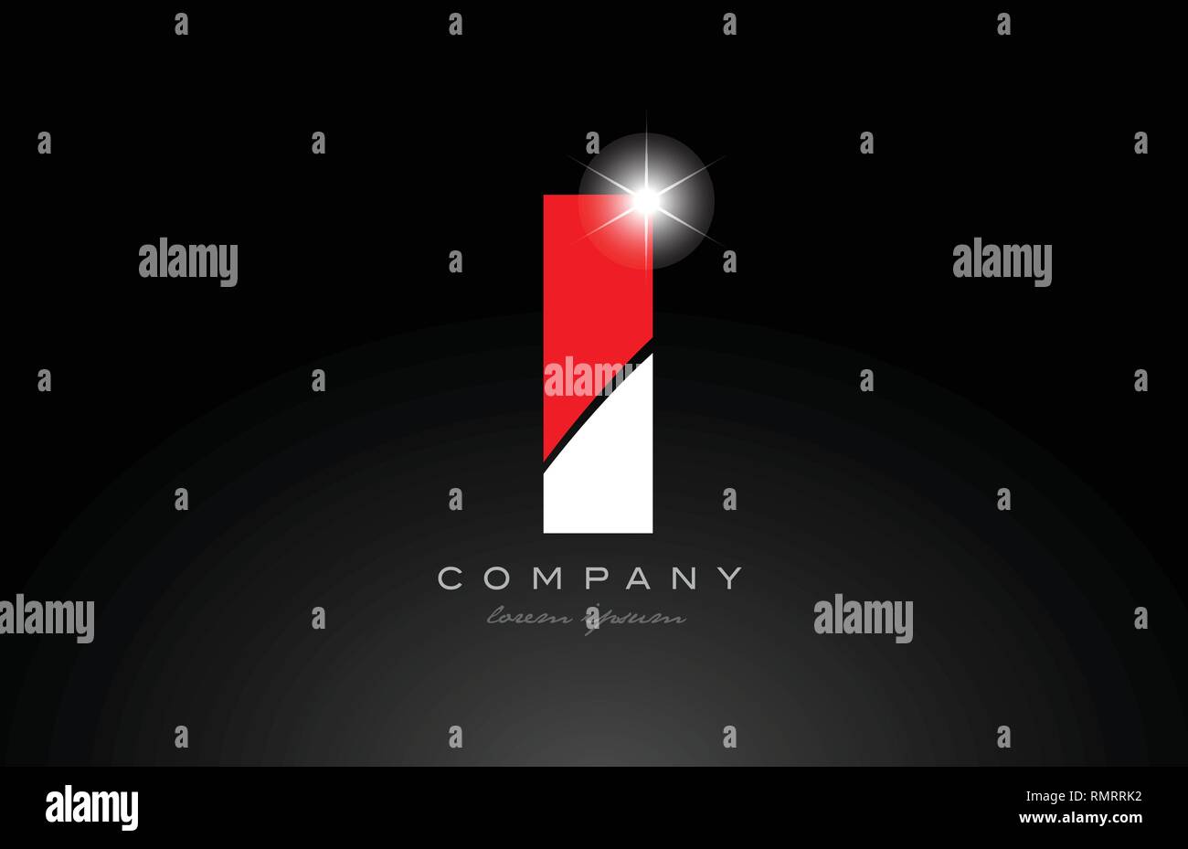 red white color alphabet letter i logo icon design suitable for a ...