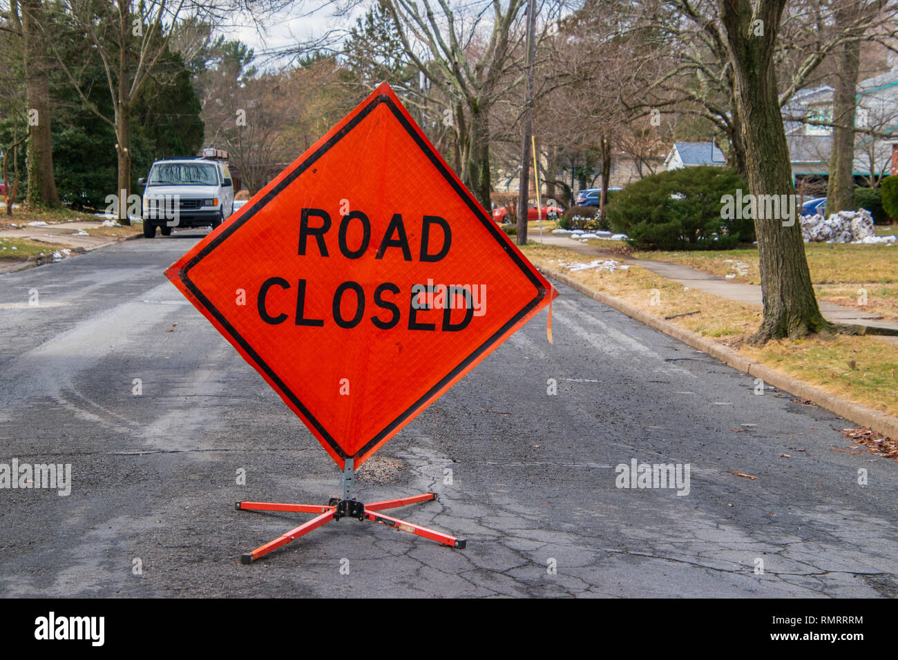 Orange sidewalk closed sign hi-res stock photography and images - Alamy