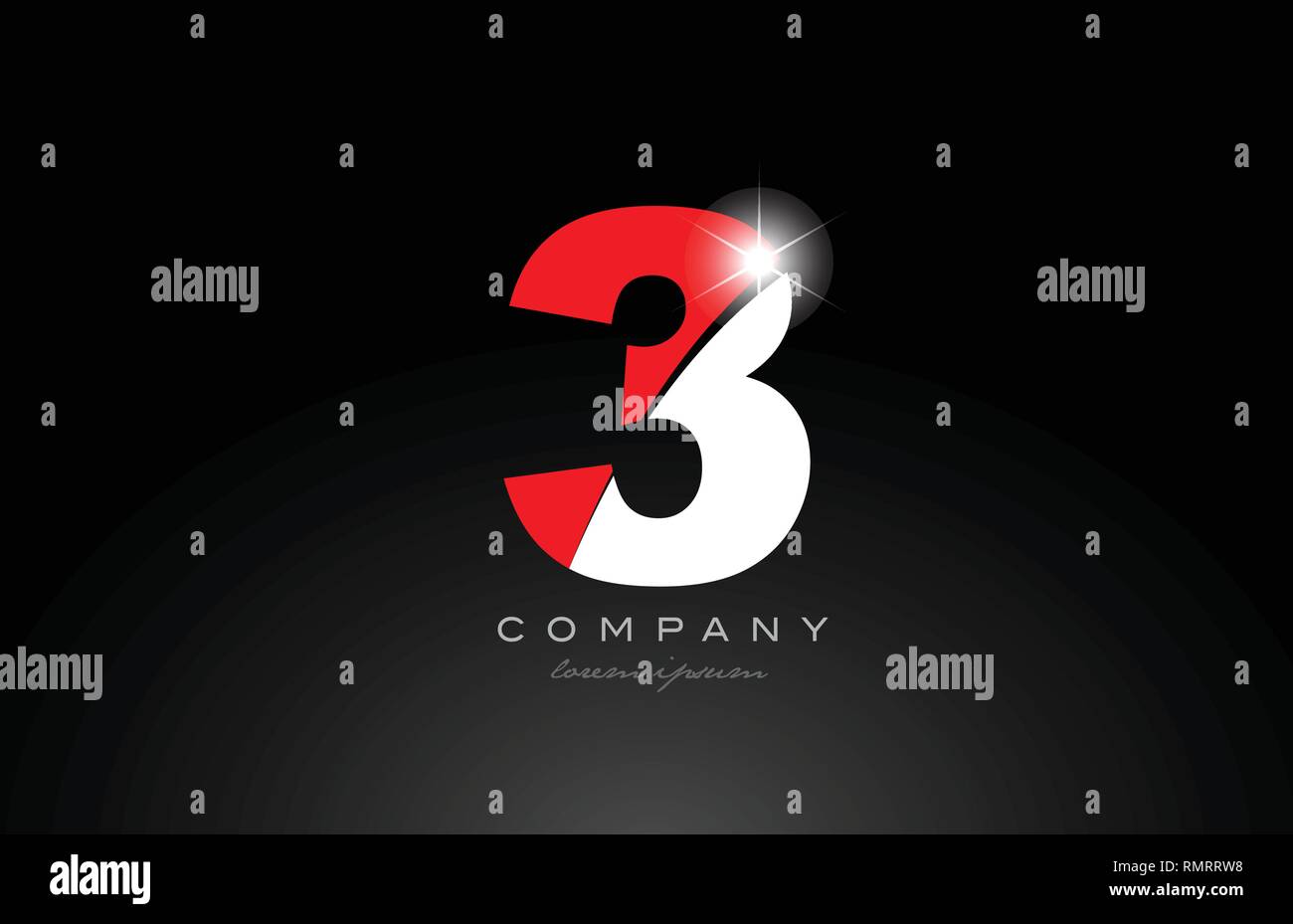 red white color number 3 logo icon design suitable for a company or ...