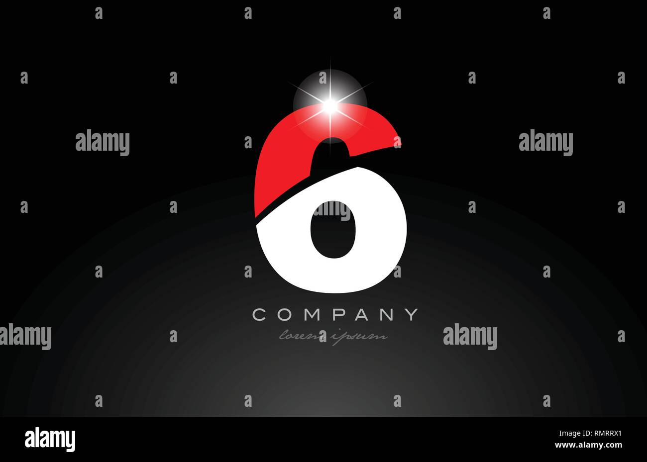 red white color number 6 logo icon design suitable for a company or ...