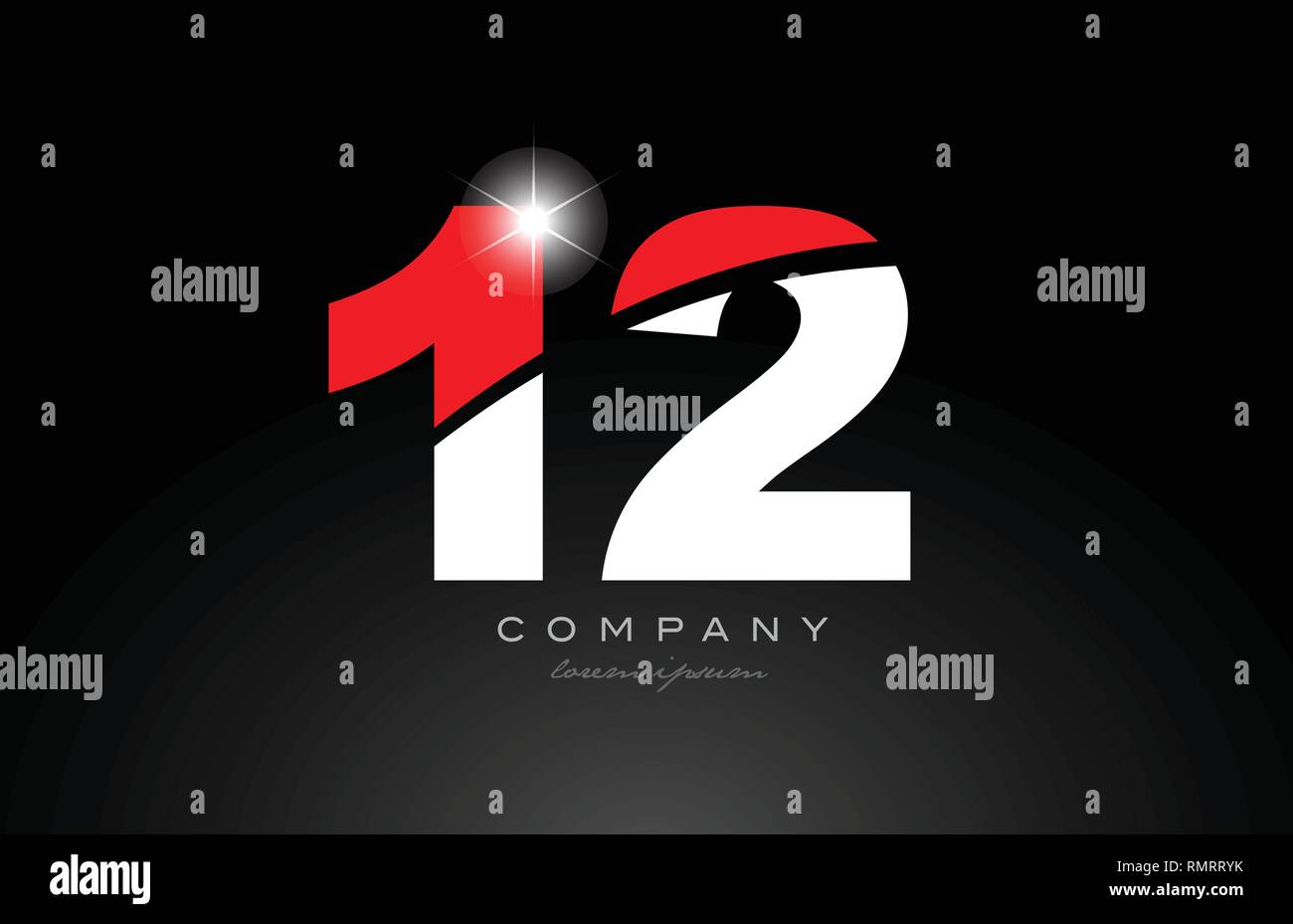 red white color number 12 logo icon design suitable for a company or ...