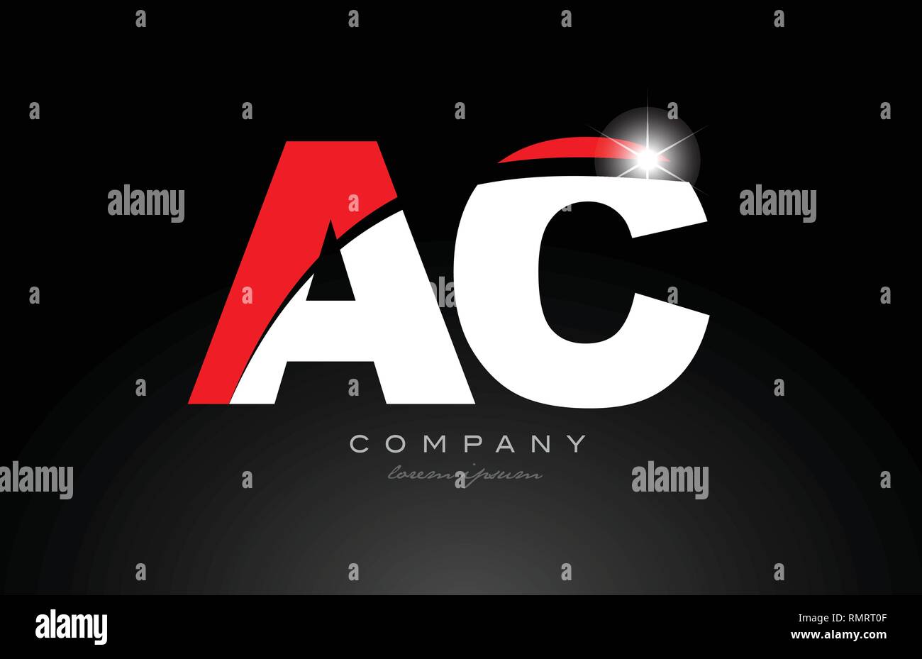 red white color alphabet letter combination ac a c logo icon design ...