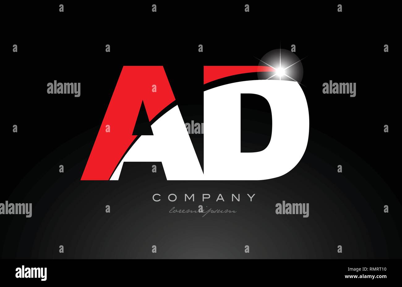 red white color alphabet letter combination ad a d logo icon design ...