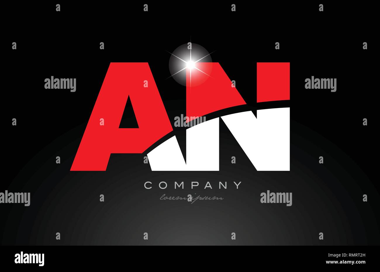red white color alphabet letter combination an a n logo icon design ...