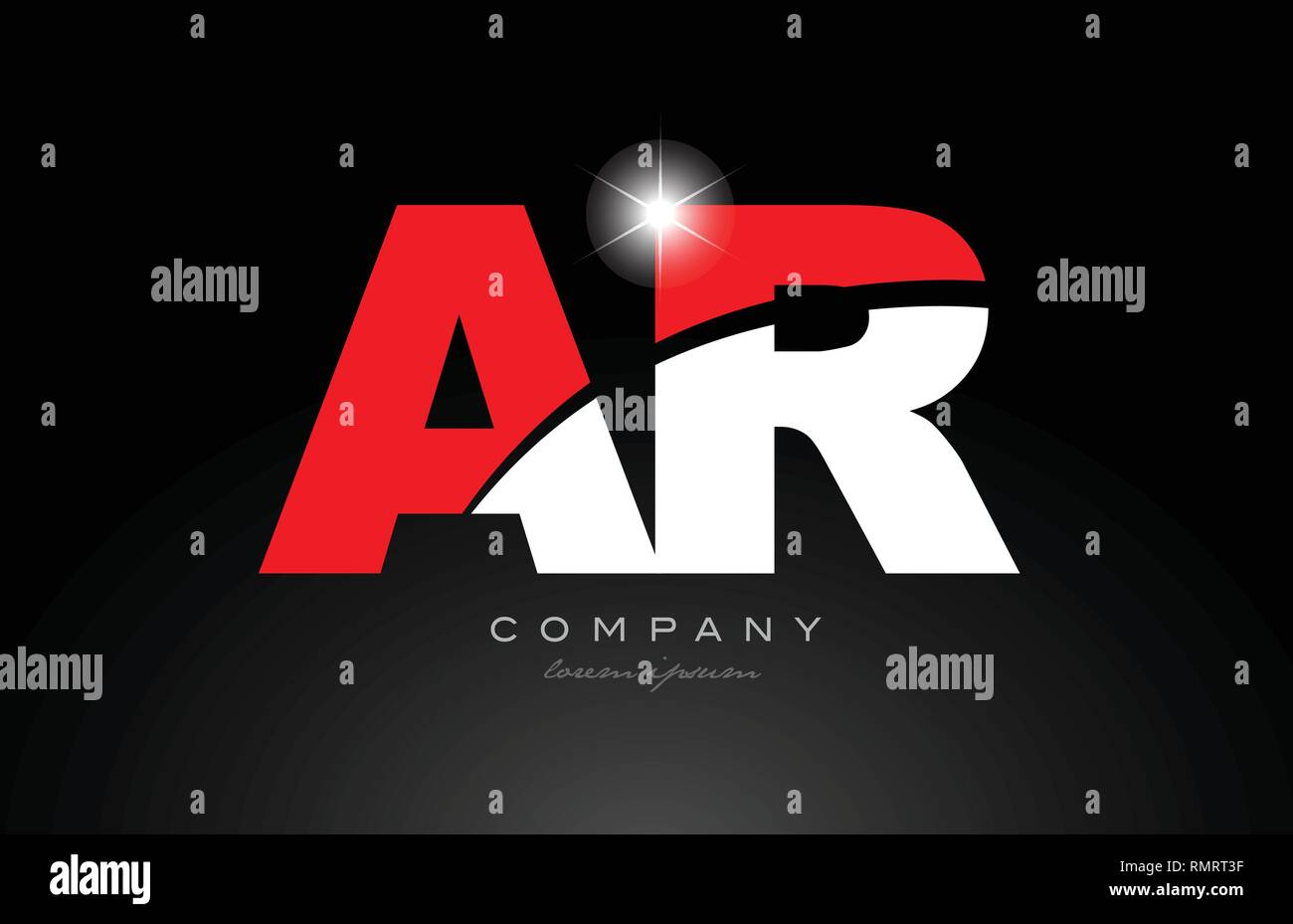 red white color alphabet letter combination ar a r logo icon design ...