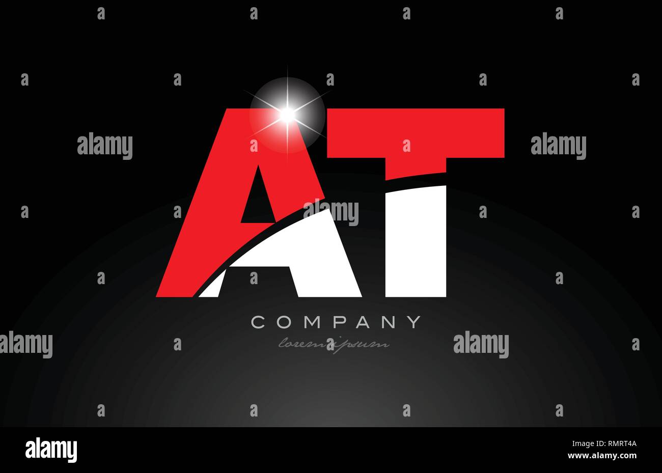 red white color alphabet letter combination at a t logo icon design ...