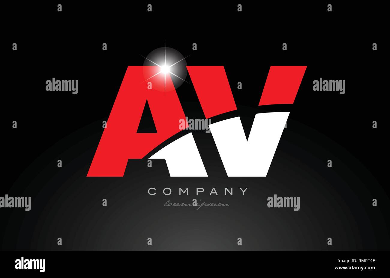 red white color alphabet letter combination av a v logo icon design ...