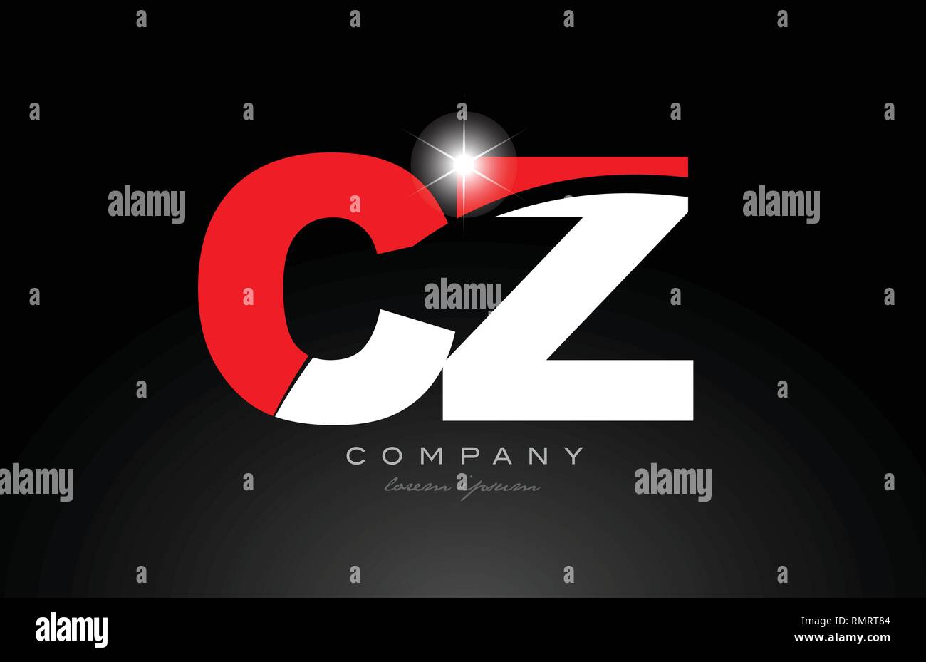 red white color alphabet letter combination cz c z logo icon design ...