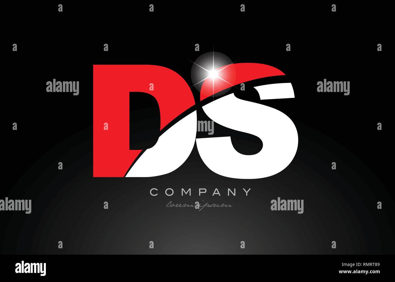 red white color alphabet letter combination ds d s logo icon design ...