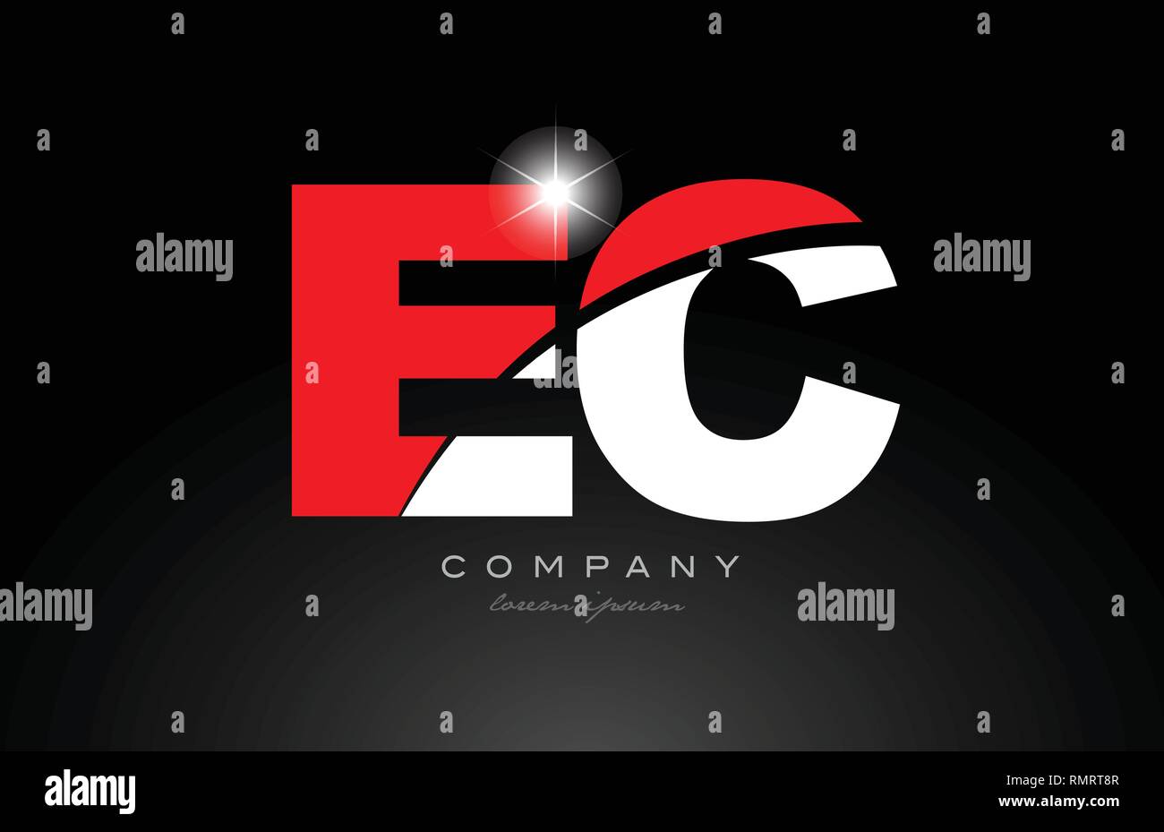 red white color alphabet letter combination ec e c logo icon design ...