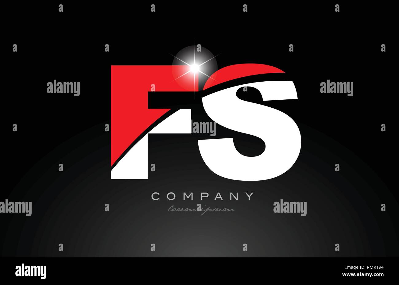 red white color alphabet letter combination fs f s logo icon design ...