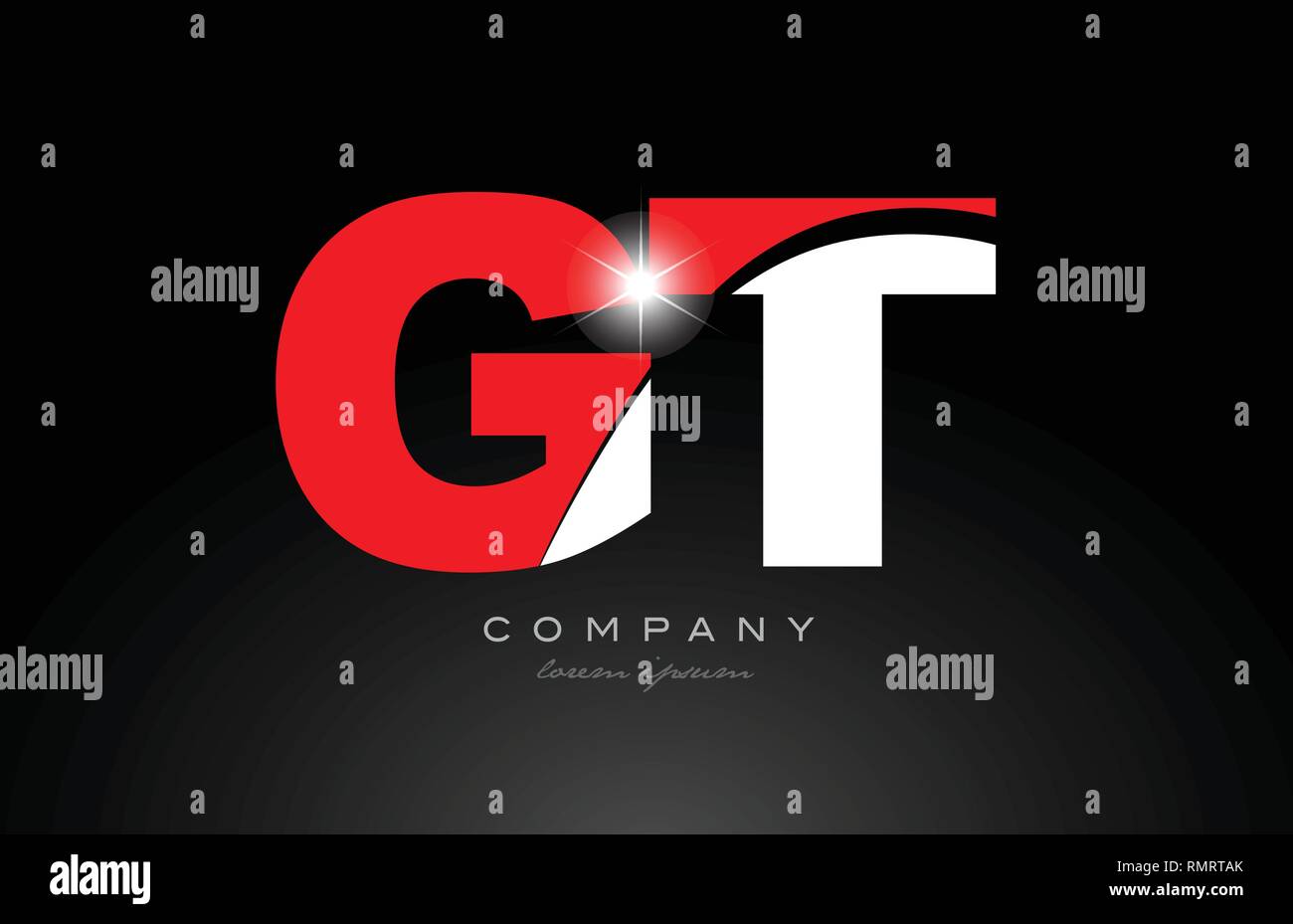 red white color alphabet letter combination gt g t logo icon design ...