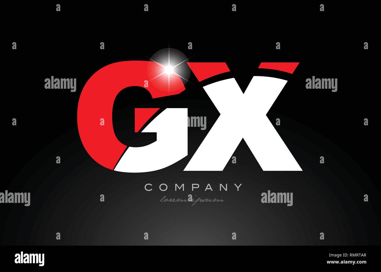 red white color alphabet letter combination gx g x logo icon design ...